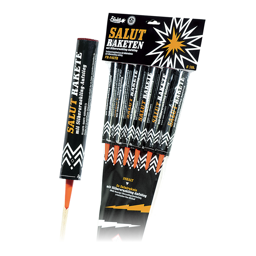 Funke Salutraketen mit Silbercrackling-Aufstieg | Feuerwerk Hannover